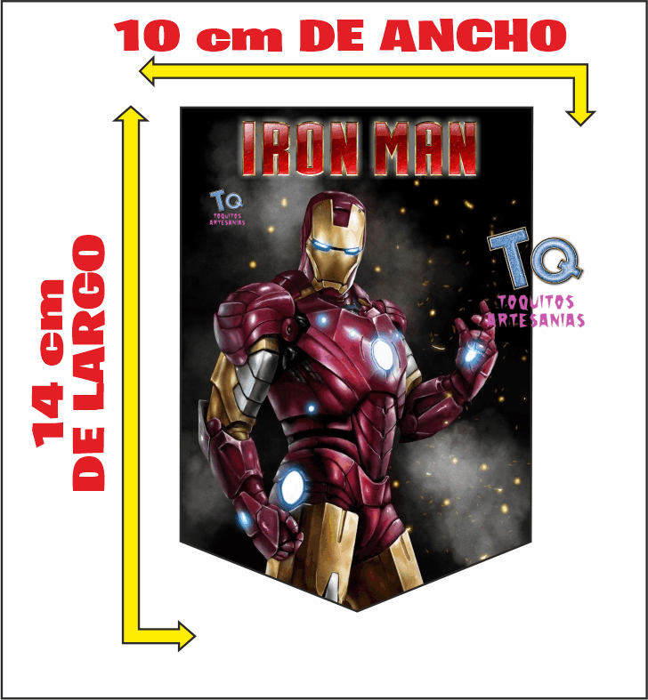 Iron Man Banderín con nombre - Sakura Artesania ️